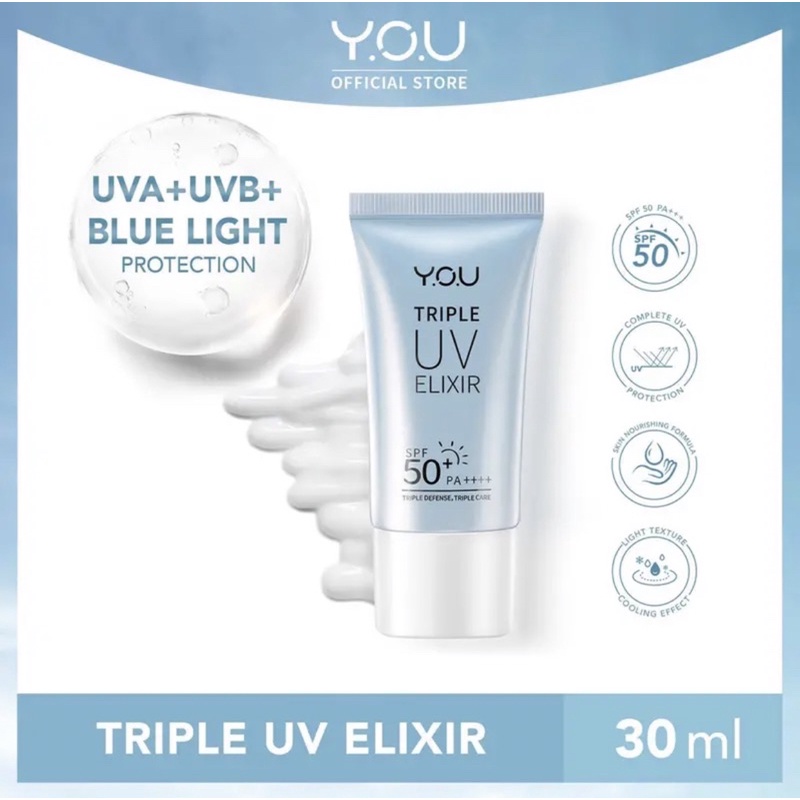 Jual YOU Triple UV Elixir Sunscreen Gel SPF 50+ PA++++ [UBA UVB Blue ...