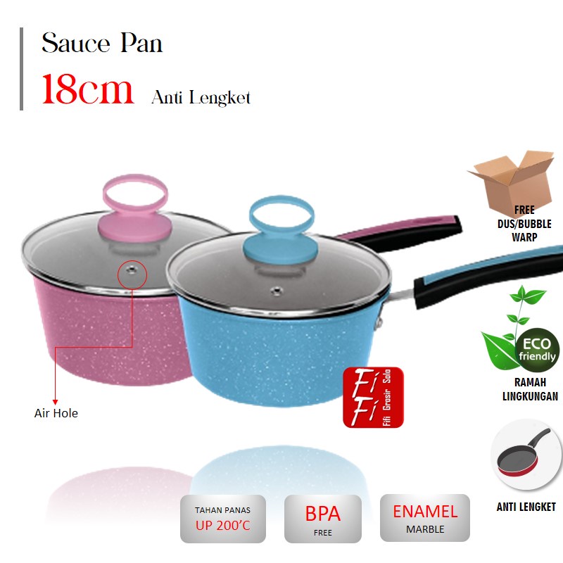 Jual Panci Gsf 18 Cm Sauce Pan Enamel Marble Anti Lengket Tutup Kaca ...