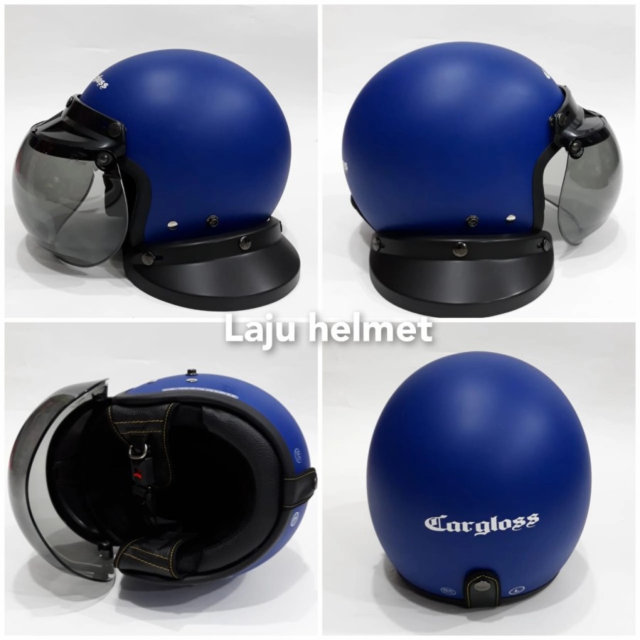 Jual HELM CARGLOSS CARGLOS RETRO BLUE DOFF KACA CEMBUNG | Shopee Indonesia