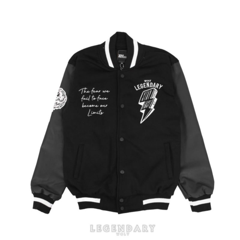 Jual JAKET VARSITY LEGENDARY HITAM WOLV ORIGINAL | Shopee Indonesia