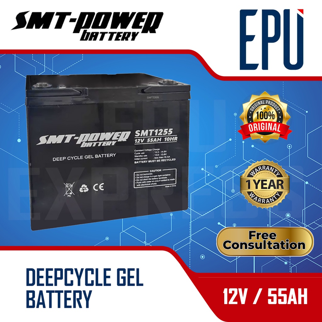 Jual Aki Samoto SMT 12v 55ah Baterai UPS Aki Deep Cycle Gel Battery ...