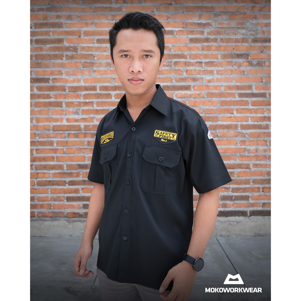 Jual KEMEJA SERAGAM ENGINEERING PATCH MOKOWORKWEAR WARNA HITAM | Shopee ...