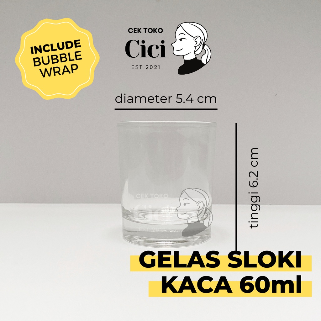 Jual Gelas Sloki Kaca Kedaung 60ml Bening Untuk Minuman atau Lilin ...