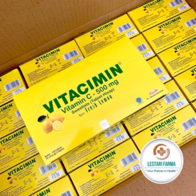 Jual VITACIMIN / VITAMIN C 500mg 1 BOX isi 100 RASA LEMON / ORANGE ...