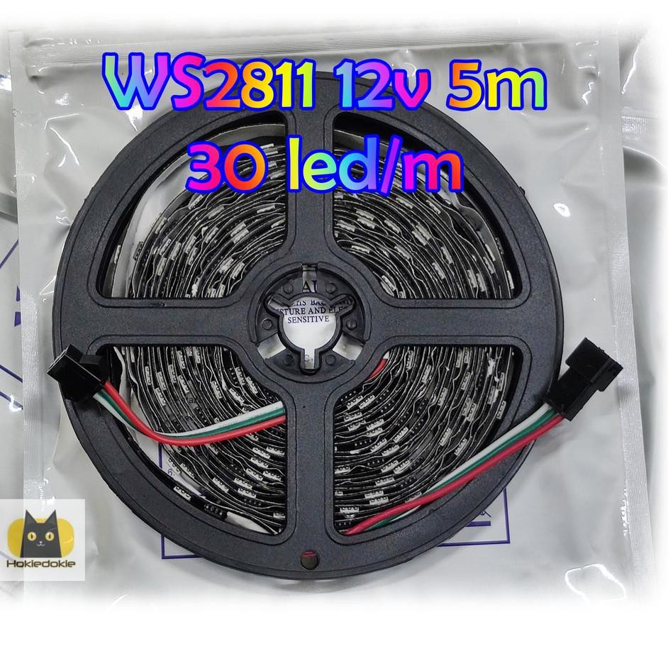 Jual Led ip rgb ws2811 12v 5m 30led/m Indoor ip30 PCB tebal D2M6 ...