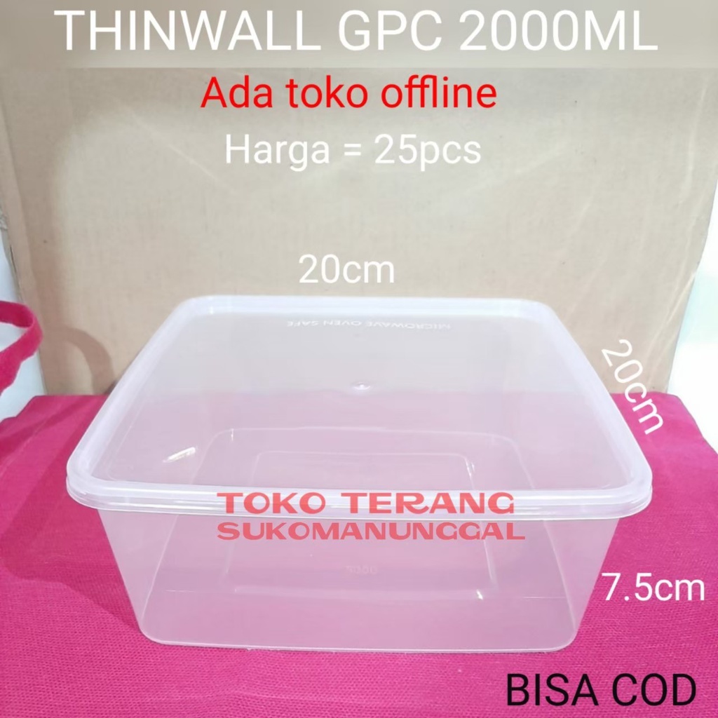 Jual Thinwall food container 2000ml / Kotak Makan Bening / Mangkok ...