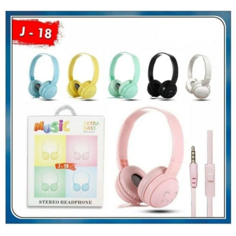 Jual headphone lucu extrabass headset bando sport headphones murah J18 ...