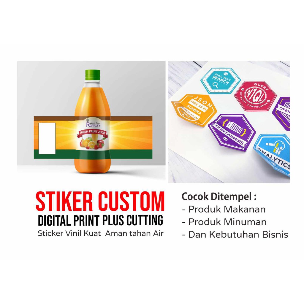 Jual Print Sticker Vinyl A3 Potong Bentuk / Sticker Label / sticker ...