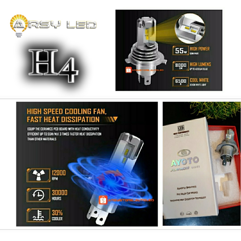 Jual 2 Biji lampu mobil led h4 super terang Turbo Fan - Brio Mobilio ...