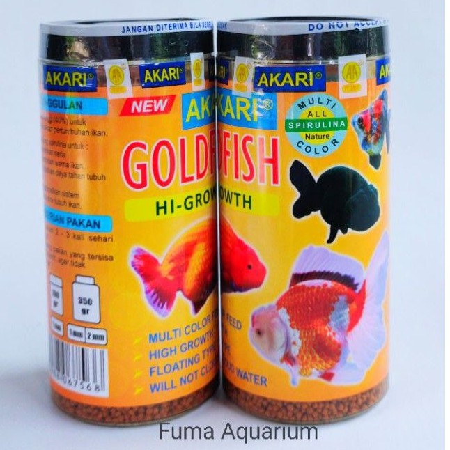Jual AKARI GOLDFISH Hi-Growth 1mm original kemasan botol 100gr Makanan ...