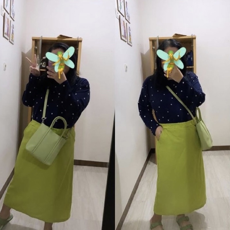 Jual Neon Green slip skirt rok hijau ijo terang tosca sage - bottom ...