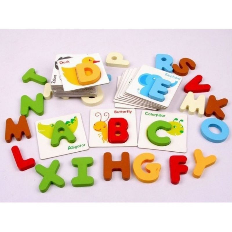 Jual wooden british alphabet mainan edukasi anak wooden puzzle alphabet ...
