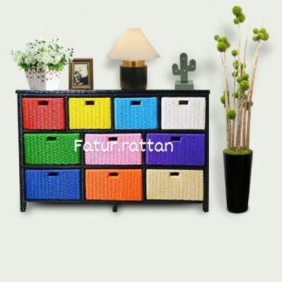 Jual Rak/ Kabinet/Lemari rotan 10 susun Rattan Sintesis multifungsi ...