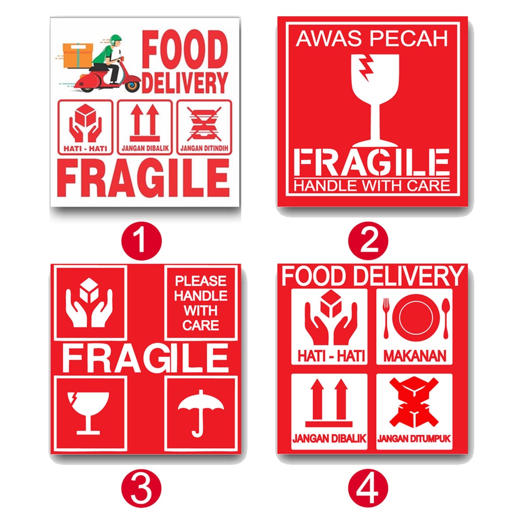 Jual STIKER LABEL/ HATI-HATI/ FRAGILE/ PENGIRIMAN MAKANAN/ FOOD ...