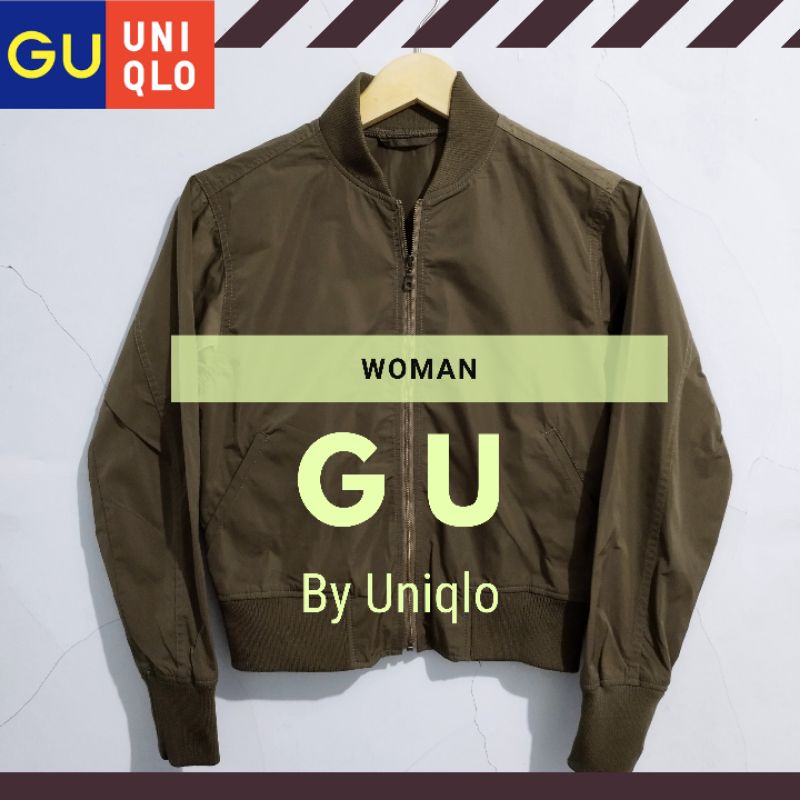 Jual GU By Un*qlo Army Light Bomber Jacket Woman Original ( PRELOVED ...