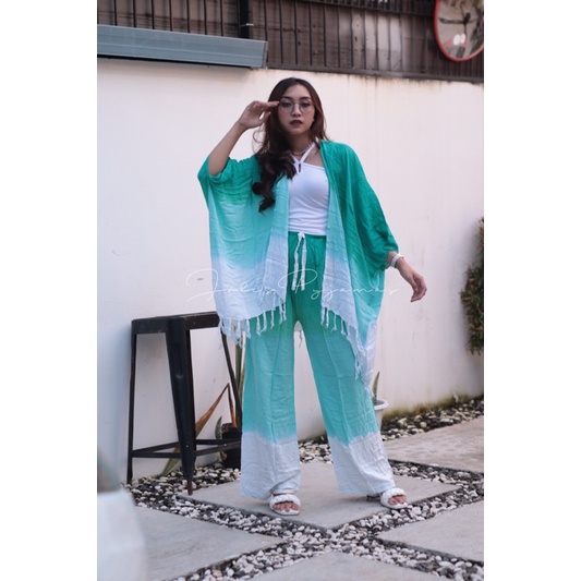 Jual JOLIS - SETELAN BAJU WANITA TIE DYE BALI CARDIGAN DRESS OUTER ...