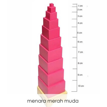 Jual MENARA MERAH MUDA - Montessori Pink Tower kayu | Shopee Indonesia