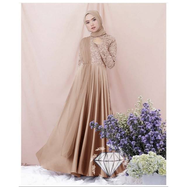 Jual Maxi Gamis Wanita Brukat Tile Model Selempang Puput Brukat (sc ...