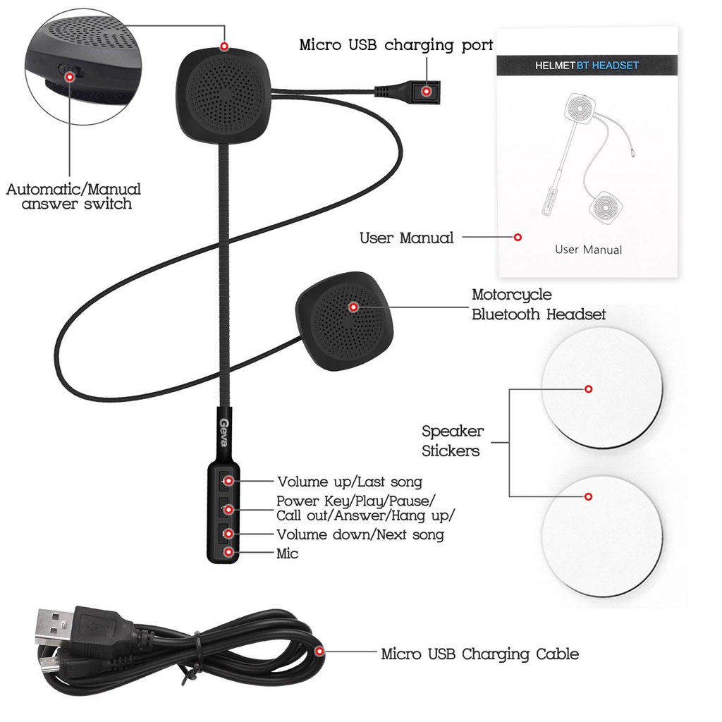 Jual MH03 Headset bluetooth Helm waterproof tahan air headset bluetooth ...