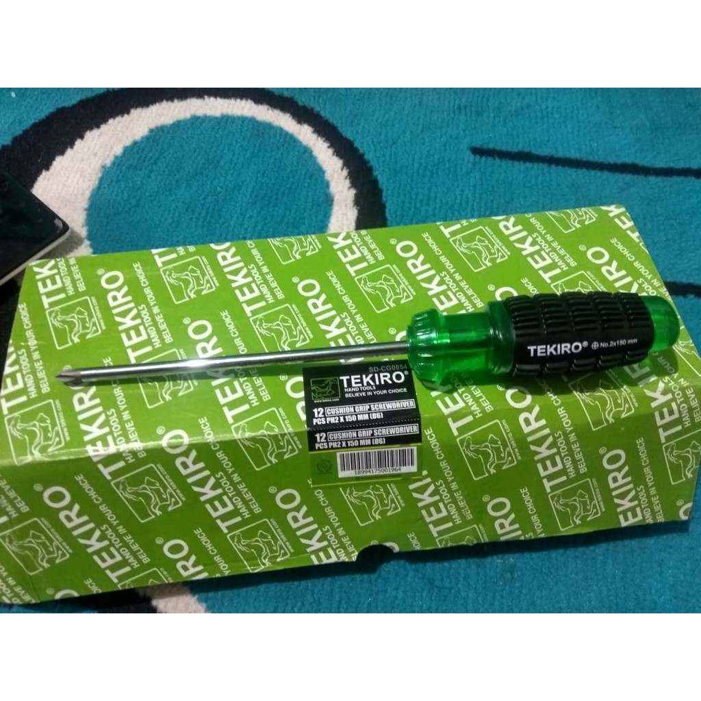 Jual Obeng Tekiro Gg Karet Hijau Plus PH2 x 150 mm | Shopee Indonesia