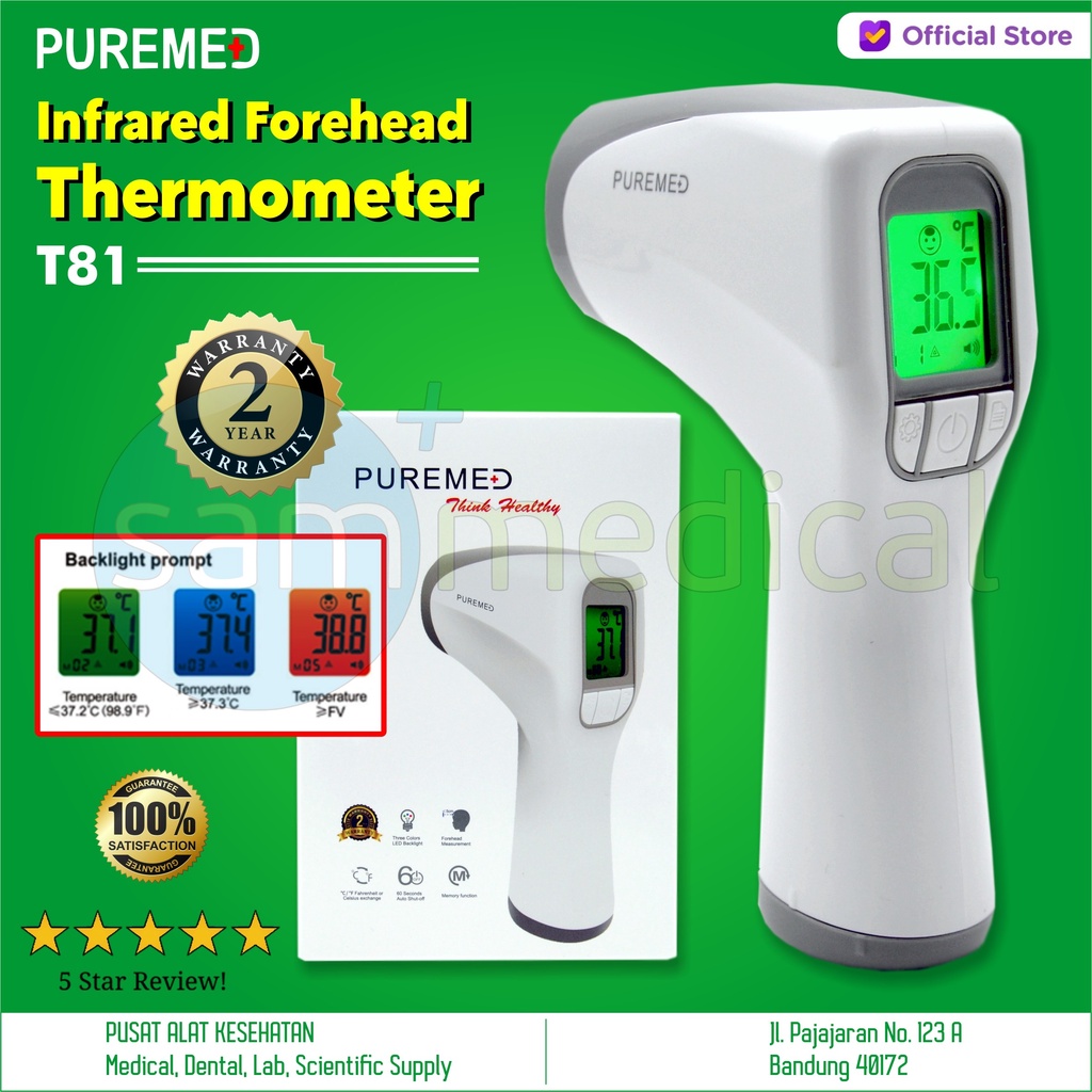 Jual Puremed Infrared Forehead Thermometer - Termometer Non Kontak T81 ...