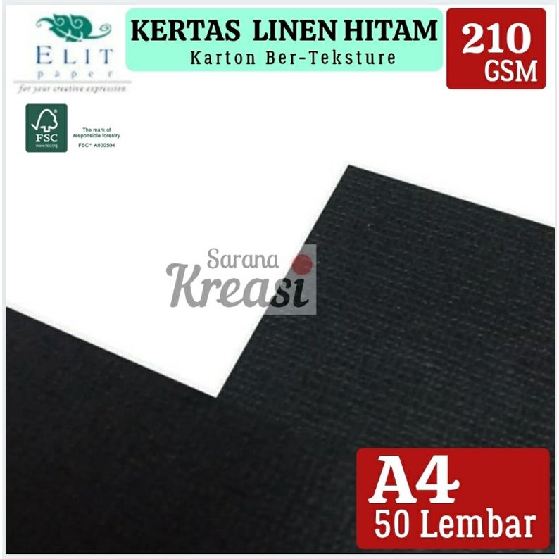Jual Kertas Linen Hitam 210g A4 -- isi 50 Lembar -- Karton Teksture ...