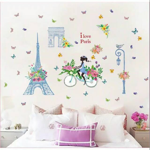 Jual Stiker dinding/wall sticker/hiasan dinding/sticker paris biru ...