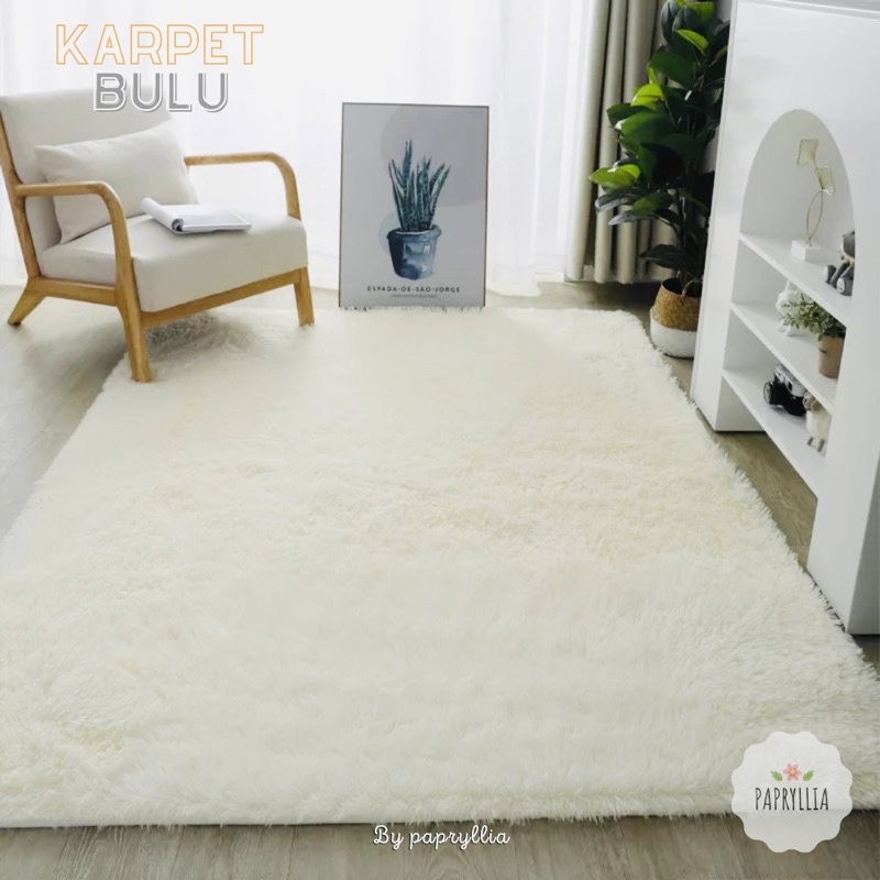 Jual Krucils Store - Karpet Bulu Rasfur Karpet Lantai Kasur Bulu 100x150cm + Busa Tebal ( Cream ...