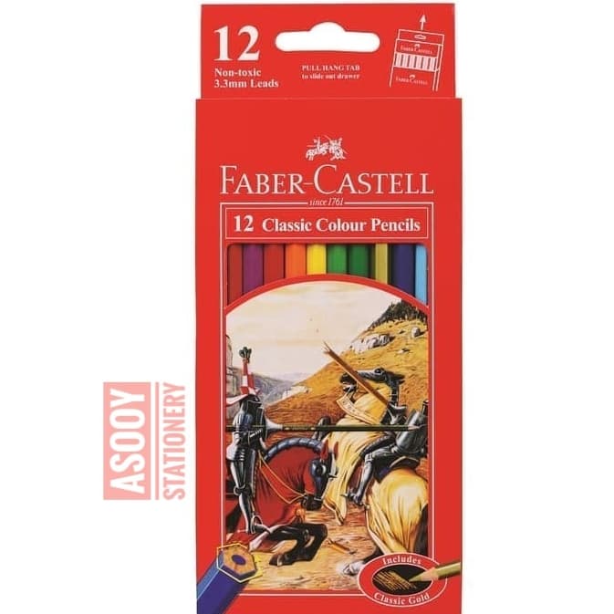 Jual WARNAPENSIL- PENSIL WARNA 12 PANJANG FABER CASTELL CLASSIC -PENSIL ...