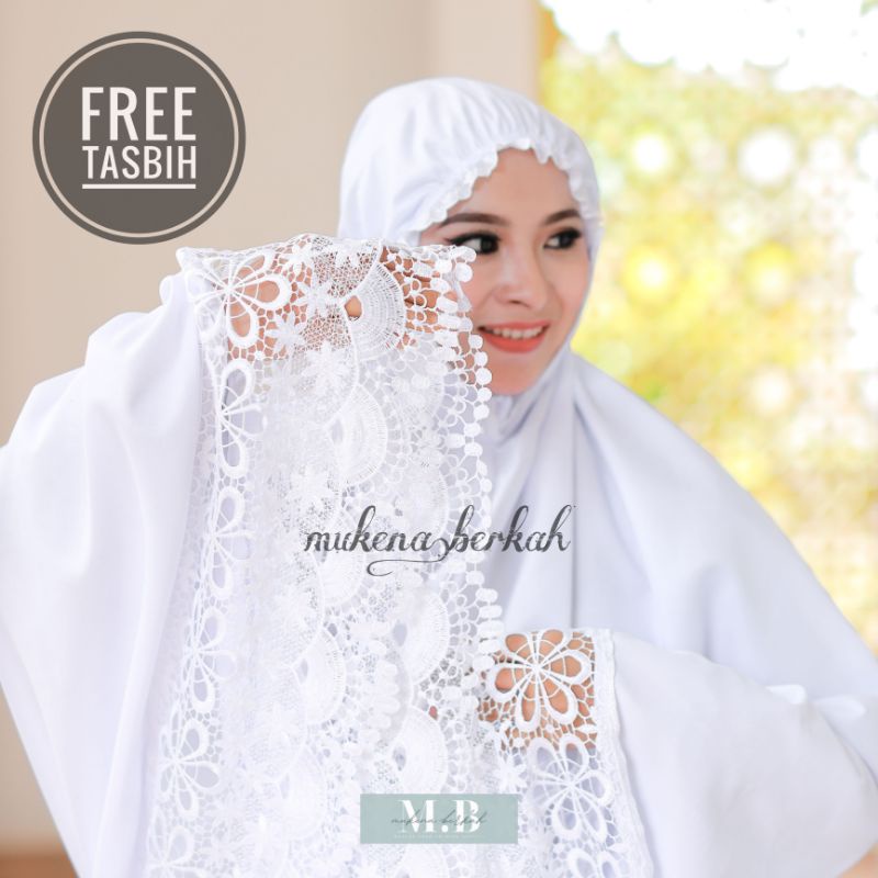 Jual Mukena Prada Katun Putih Renda Import | Shopee Indonesia