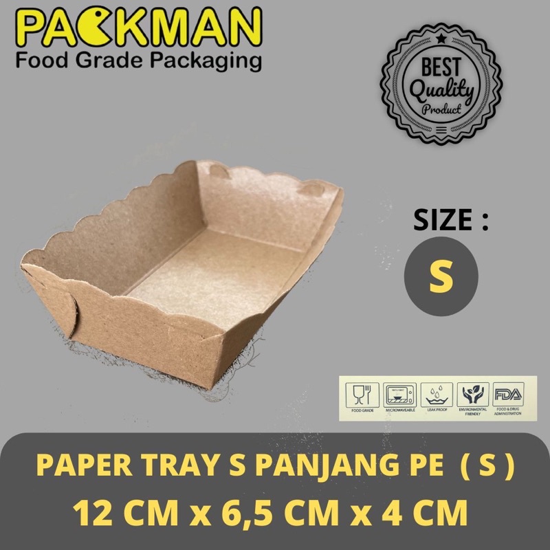 Jual PAPER TRAY S PANJANG / KOTAK KENTANG KRAFT COKLAT 12x6,5x4 ...