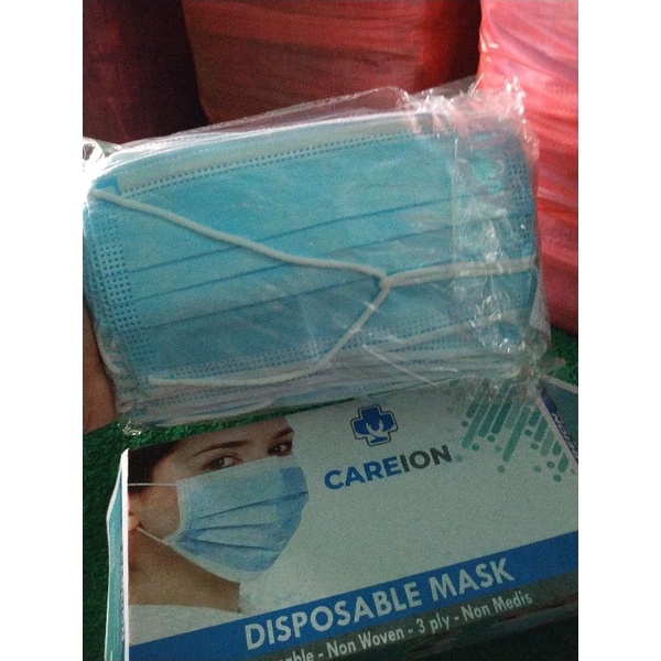 Jual Masker Hijab CAREION 3ply Disposable Mask [Biru] | Shopee Indonesia