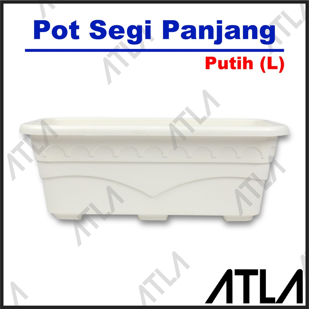 Jual Pot Segi Panjang L Putih Wadah Plastik Bunga Hias Ruangan Large ...