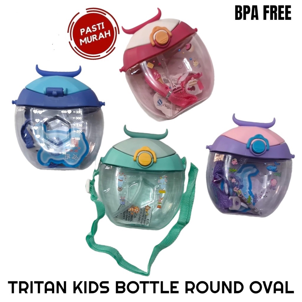 Jual HML - 400ML BOTOL TRITAN MINUM ANAK BULAT ROUND OVAL GEPENG ...
