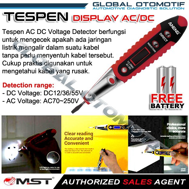 Jual Tespen AC DC LCD Digital Display Voltage Test Pen Voltage Detector ...