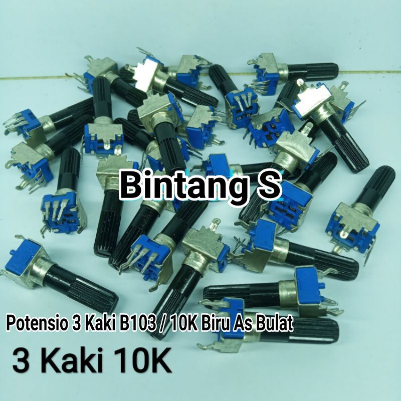 Jual Potensio 3 Kaki B103 / 10K Biru As Bulat | Shopee Indonesia