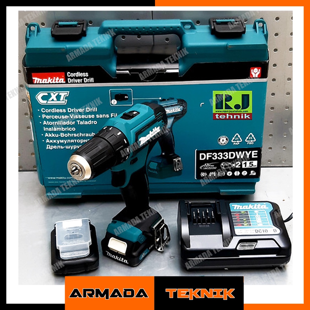 Jual Makita DF333DWYE / Bor Baterai Makita DF333 DWYE Cordless Driver Drill | Shopee Indonesia