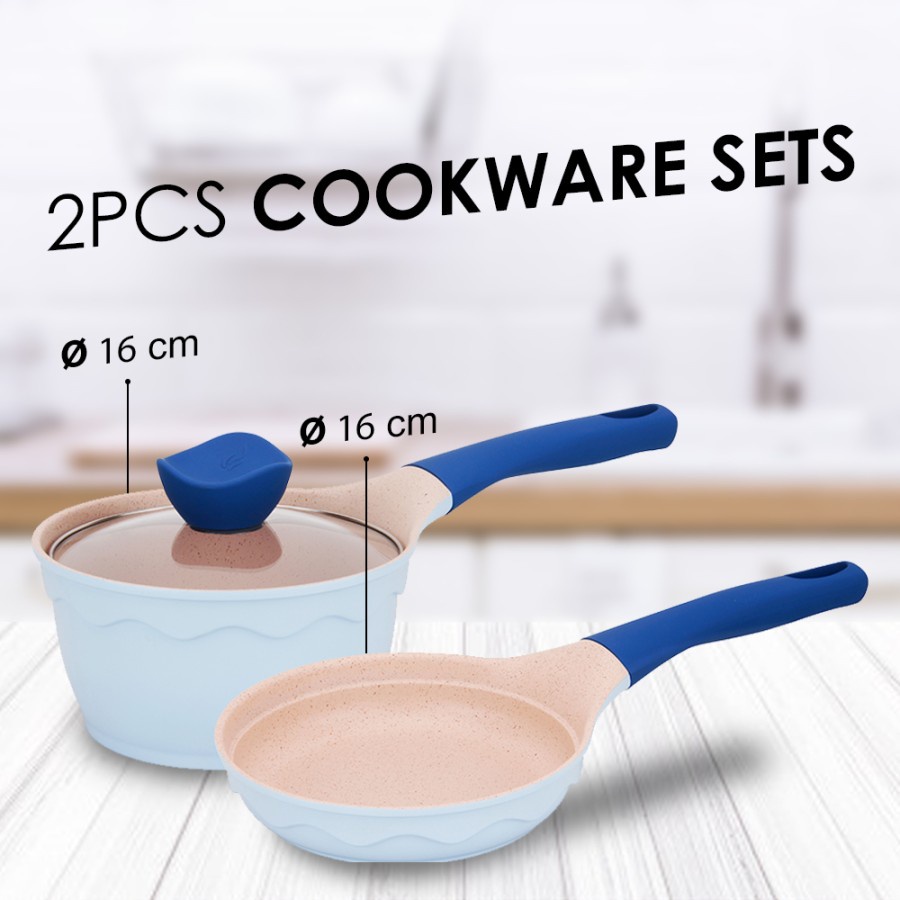 Jual Reo&Homme Panci Set dan Teflon Anti Lengket Fry Pan & Sauce Pan Marble Non Stick 16cm ...