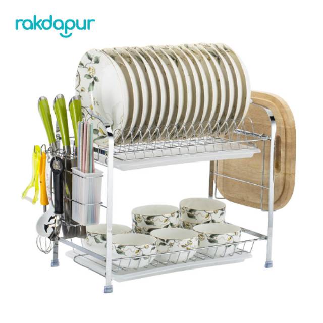 Jual Rak Piring Minimalis 2 Susun Stainless Portable | Shopee Indonesia