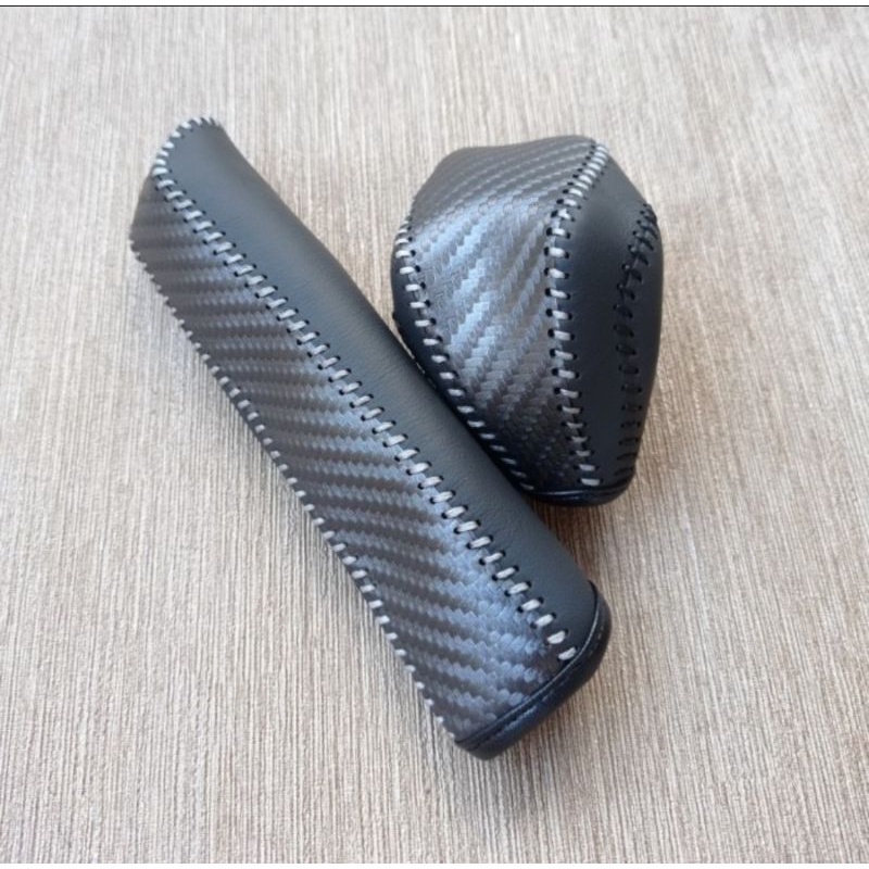 Jual Sarung Kulit Carbon Cover Shift Knob Rem Tangan Hand Rem Raize ...