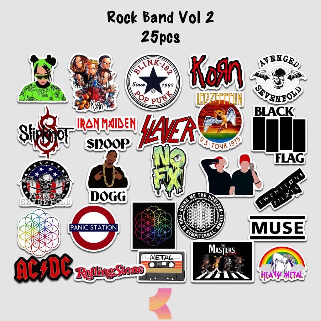 Jual Stiker Band Rock Metal Aestetic Viny Anti Air Sticker Band Punk ...