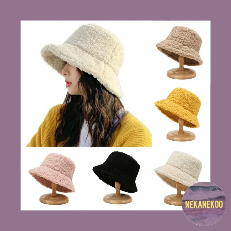 Jual BUCKET HAT TOPI CEWEK BULU DOMBA PLUSH LEMBUT PREMIUM KAI EXO ...