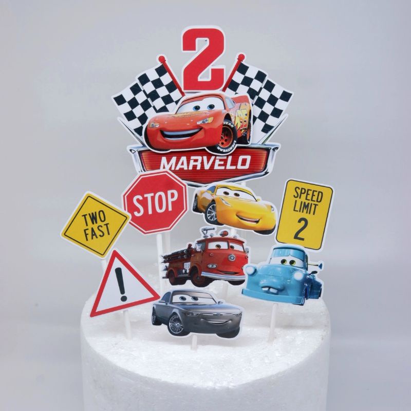 Jual Cake Topper 3D Custom Nama Karakter Pixar Cars Lightning Mcqueen ...