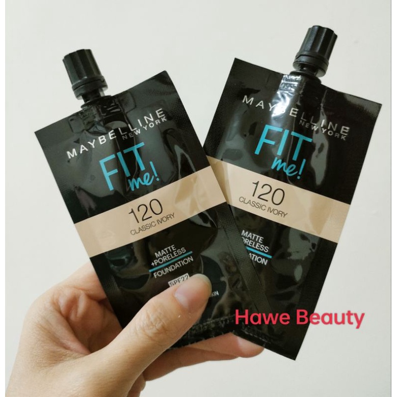 Jual MAYBELLINE Fit Me Matte Poreless Foundation Sachet 5ml No 120 ...