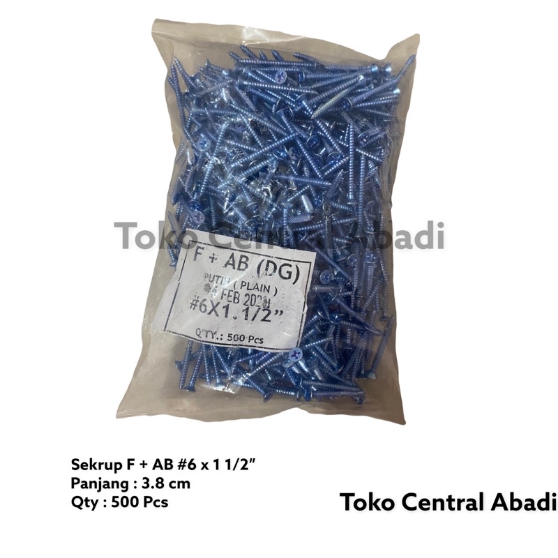 Jual Sekrup F + AB (DG) #6 x 1 1/2" isi 500 pcs / Sekrup GRC / Sekrup ...