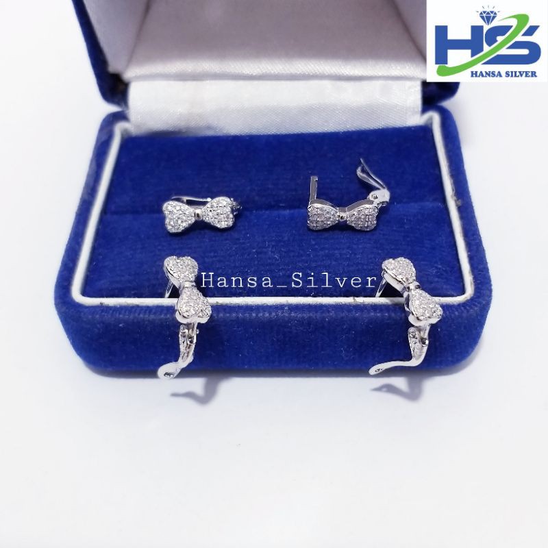 Jual Anting Perak Asli Silver 925 Lapis Emas Putih Model Jepit Pita - Anting Wanita Anti Karat ...