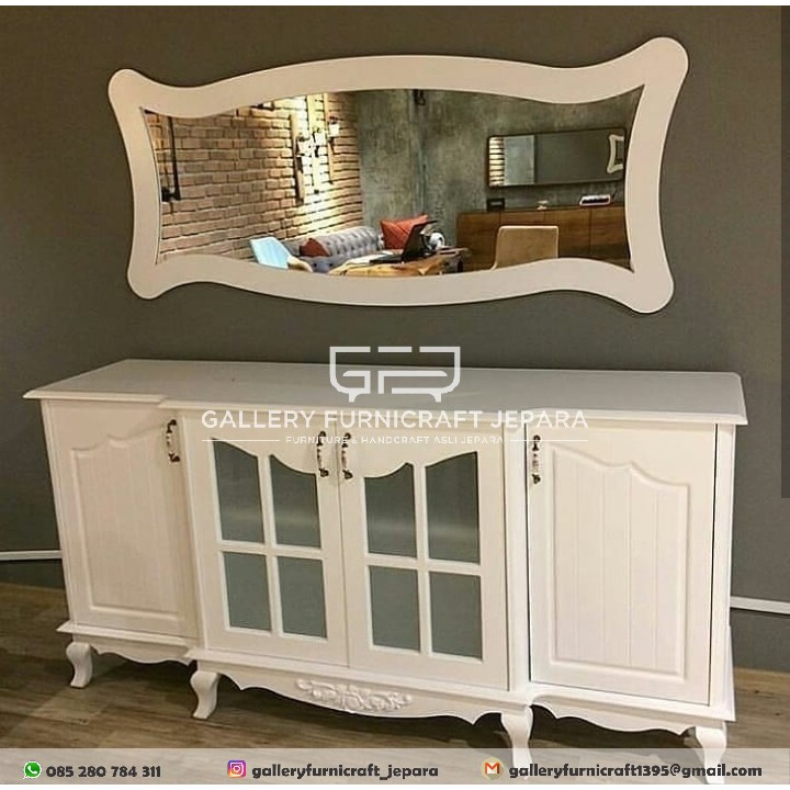 Jual Bufet Console 4 Pintu Pigura Mahoni Mdf Duco Finish | Shopee Indonesia