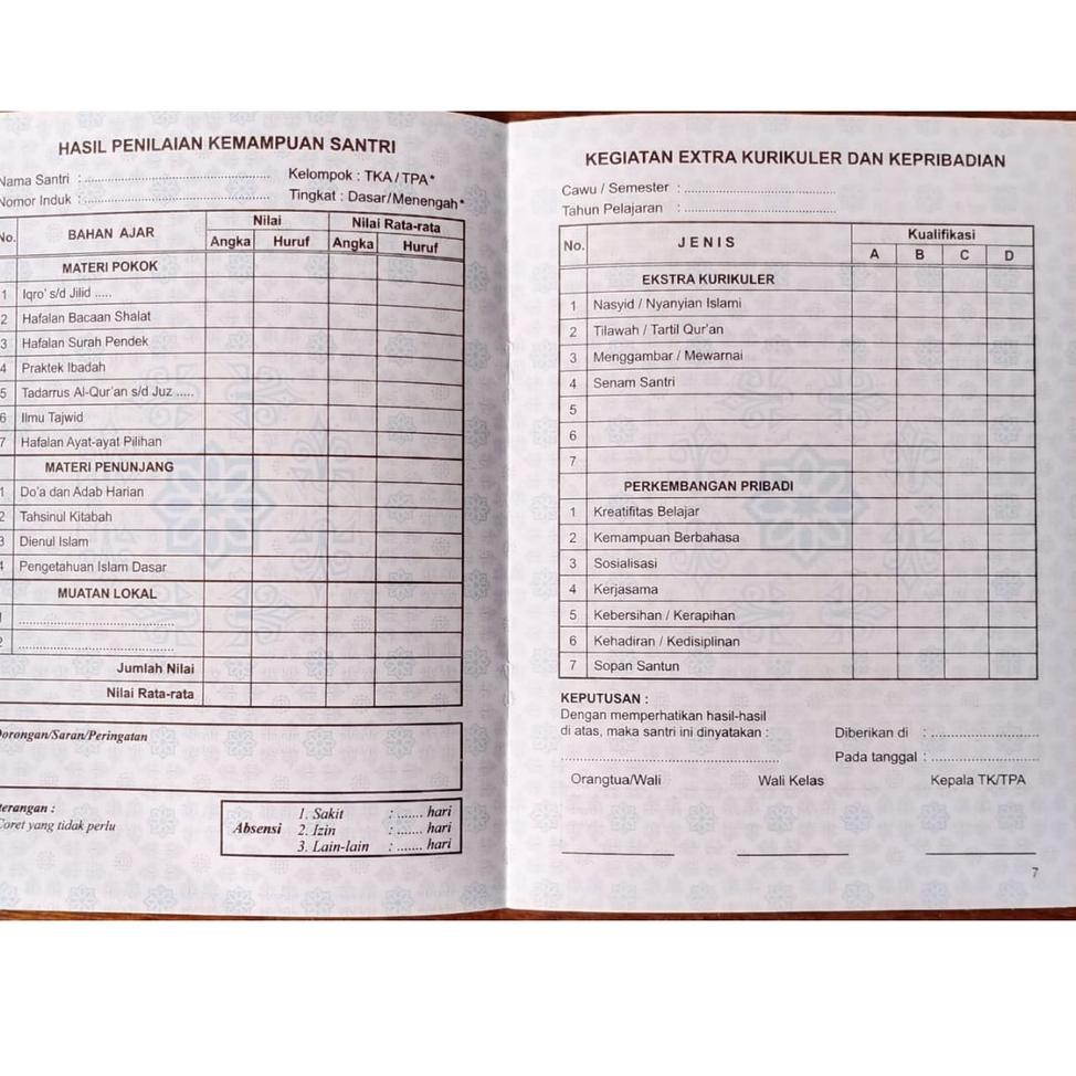 Jual Promo Spesial Buku Raport TKA TPA dan Sampul (Isi 5 Buku) Ƥαtℝ☢ή☠︎꧂ | Shopee Indonesia