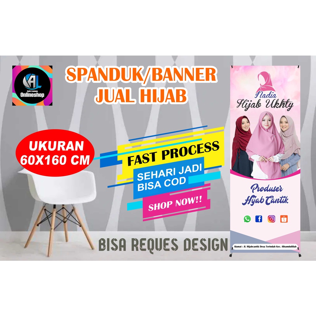 Jual Spanduk, Banner Berdiri Jual Hijab | Shopee Indonesia