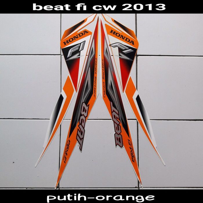 Jual Stiker Striping Motor beat fi cw 2013 putih orange | Shopee Indonesia